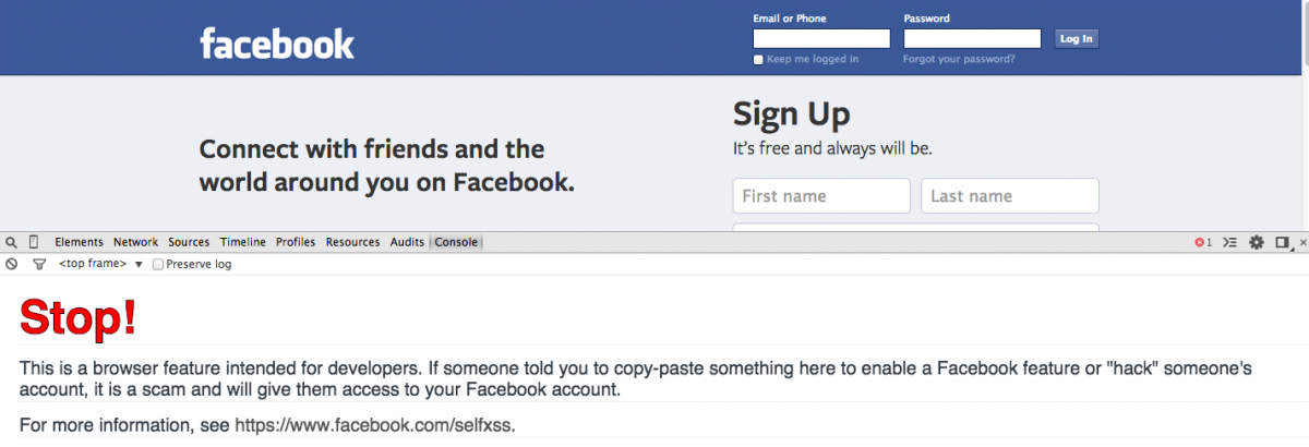 Facebook JavaScript Console Warning – Joseph Scott